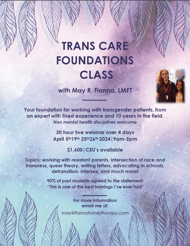 Trans Foundations Webinar – Gender Diverse Care Coalition NH
